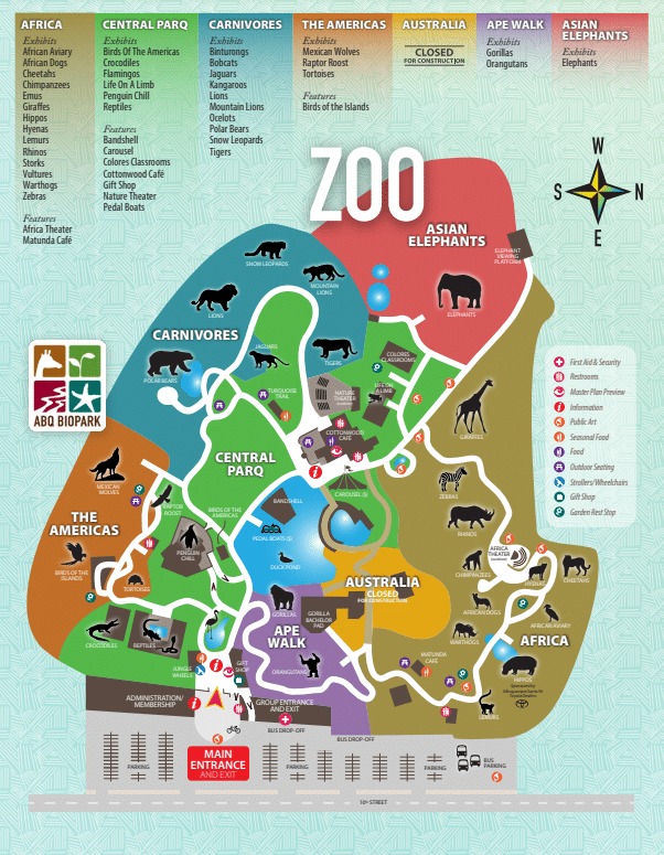 ABQ BioPark Zoo Map and Brochure (2021 - 2023) | ThemeParkBrochures.net