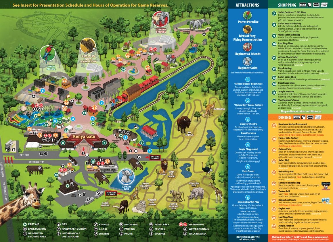 African Lion Safari Map and Brochure (2023) | ThemeParkBrochures.net