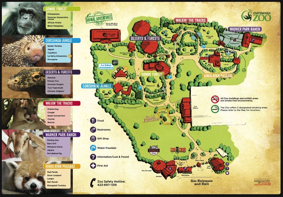 Chattanooga Zoo Map and Brochure (2018 - 2023) | ThemeParkBrochures.net