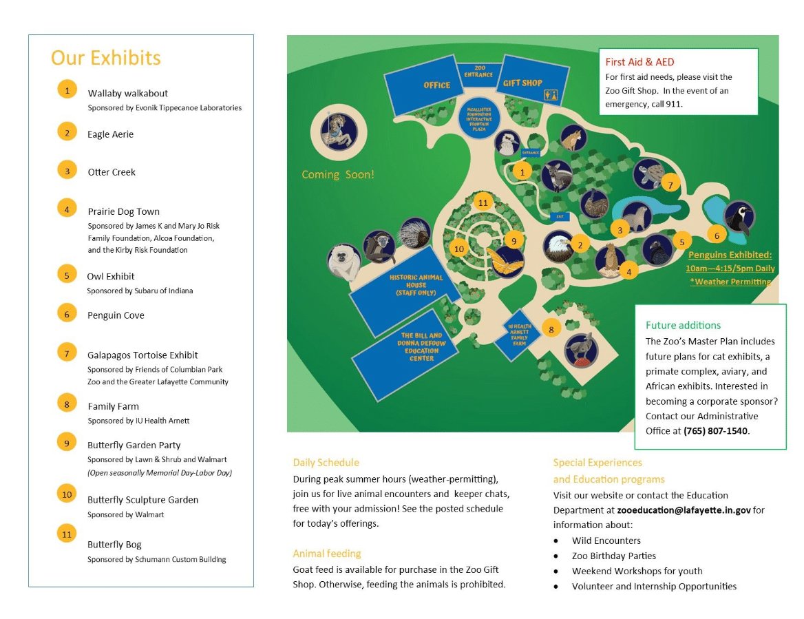 Columbian Park Zoo Map and Brochure (2022 - 2023) | ThemeParkBrochures.net