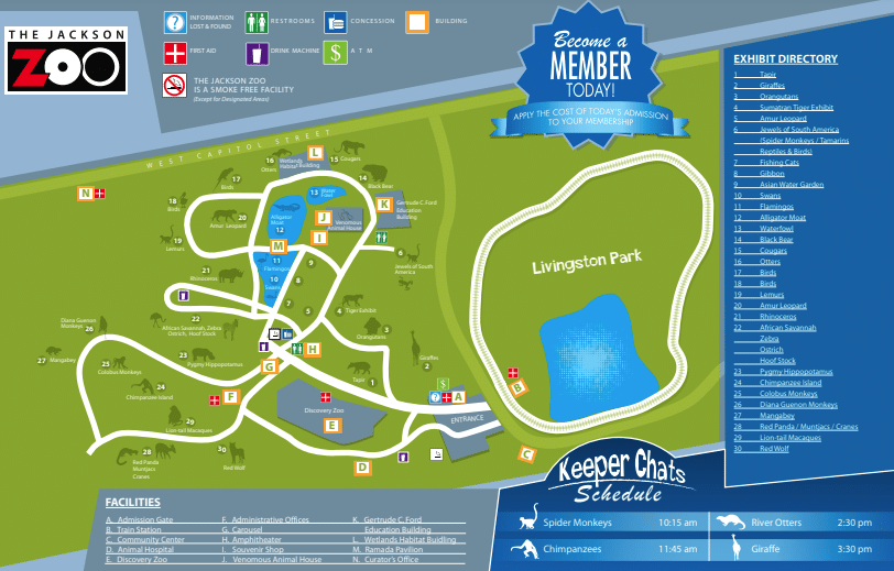 Jackson Zoo Map and Brochure (2011 - 2023) | ThemeParkBrochures.net