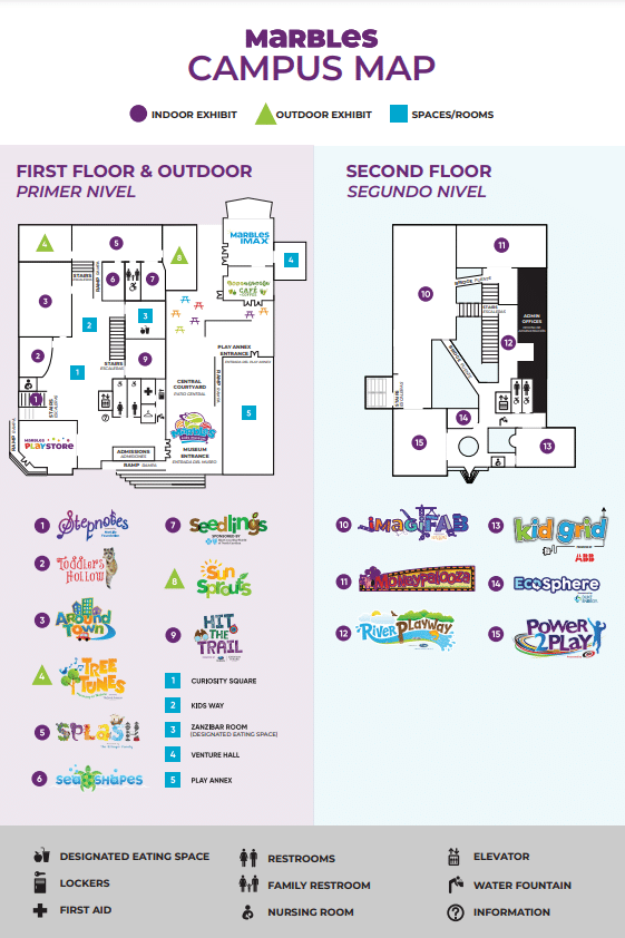 Marbles Kids Museum Map and Brochure (2021 - 2023) | ThemeParkBrochures.net