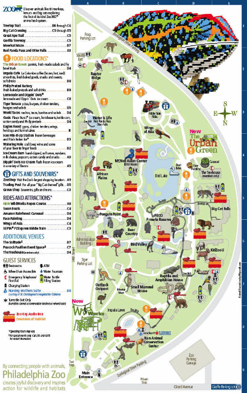 Philadelphia Zoo Map and Brochure (2019 - 2023) | ThemeParkBrochures.net