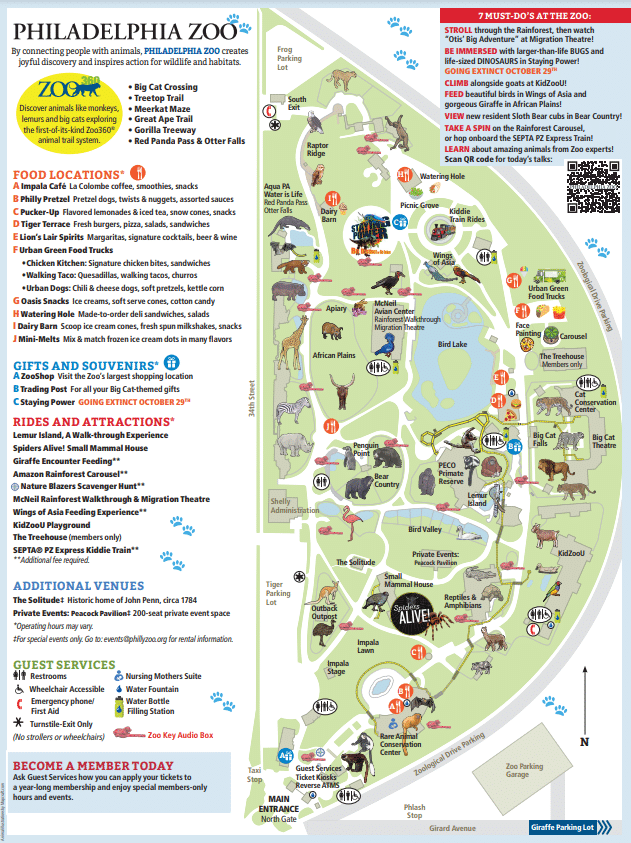 Philadelphia Zoo Map and Brochure (2019 - 2023) | ThemeParkBrochures.net