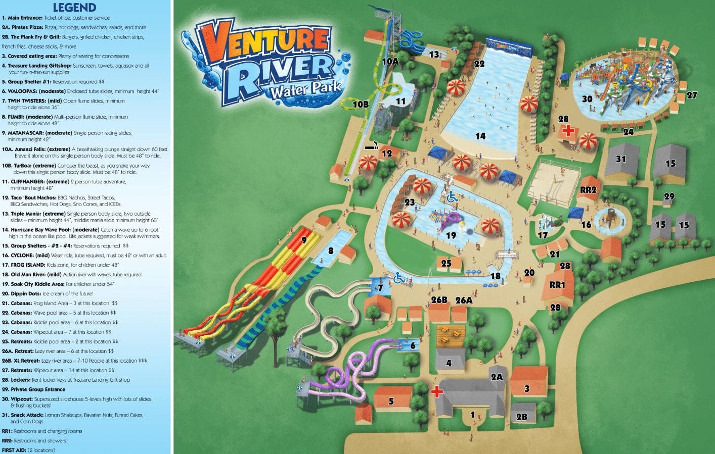 Venture River Water Park Map and Brochure (2023) | ThemeParkBrochures.net