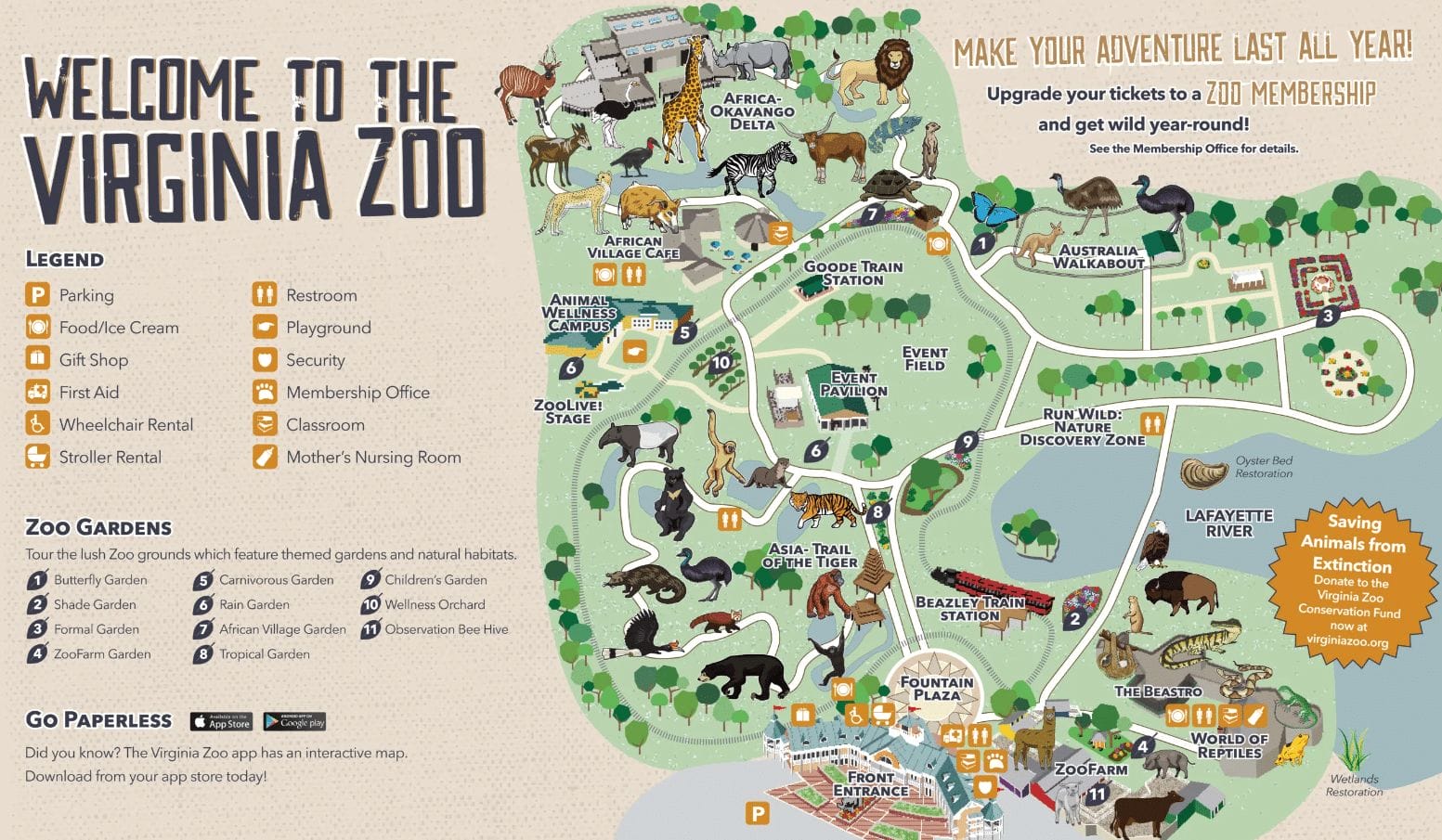 Virginia Zoo Map and Brochure (2018 - 2022) | ThemeParkBrochures.net