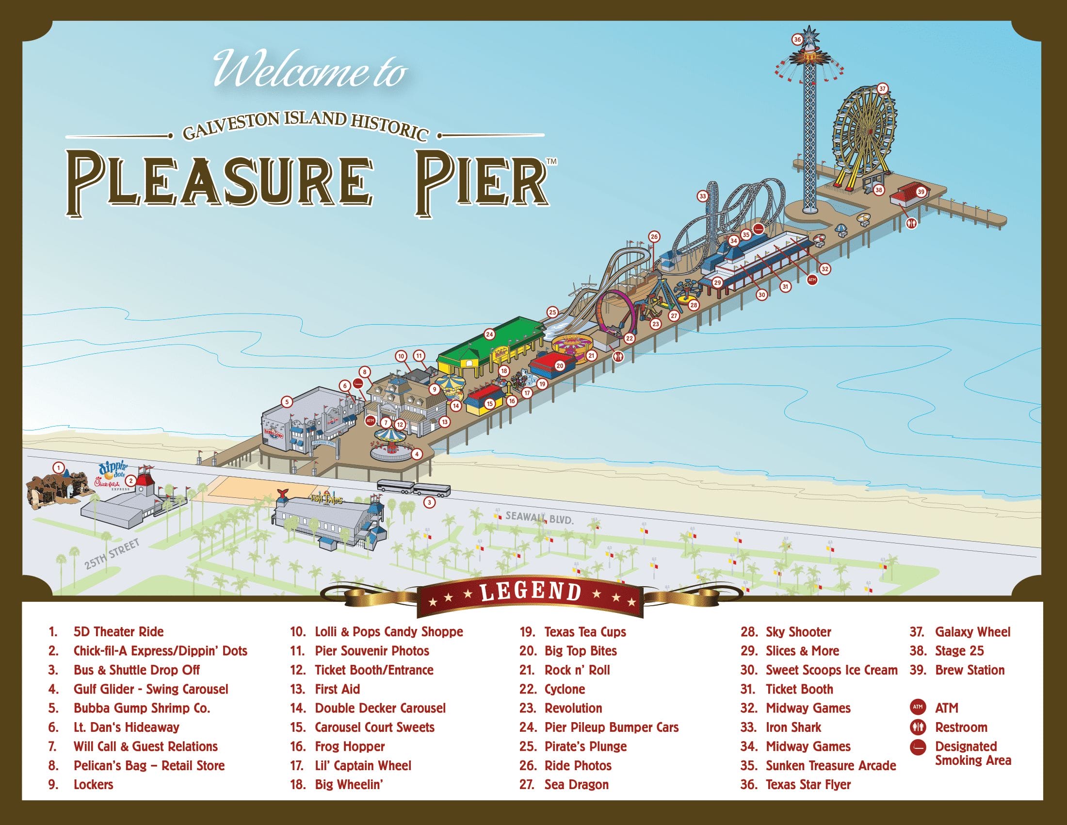 Pleasure Pier Map and Brochure (2014 - 2023) | ThemeParkBrochures.net