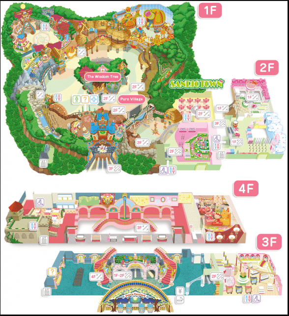 Sanrio Puroland Map and Brochure (2017 - 2024) | ThemeParkBrochures.net