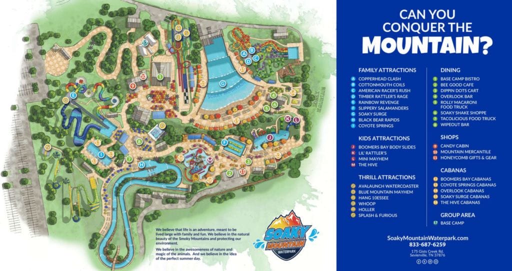 Soaky Mountain Waterpark Map and Brochure (2020 - 2022 ...