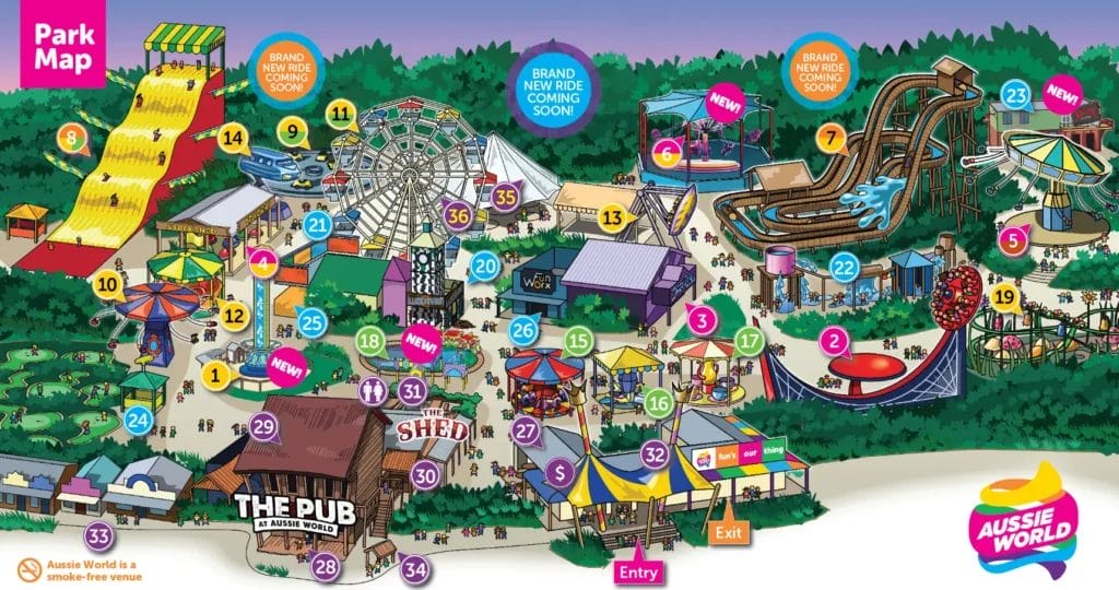 Aussie World Map and Brochure (2019 - 2024) | ThemeParkBrochures.net