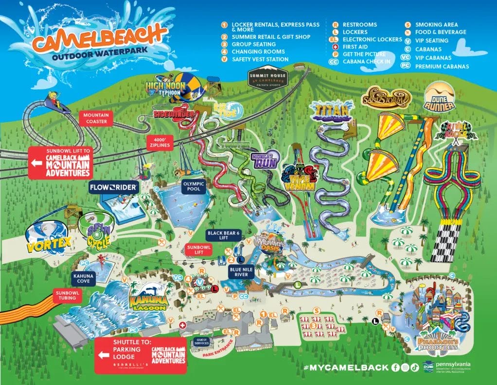 Camelbeach Outdoor Waterpark at Camelback Resort Map and Brochure (2020 ...